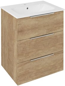 Sapho Sapho, CIRASA umyvadlová skříňka 59,2x75x46cm, 3x zásuvka, dub Alabama, CR631-2222