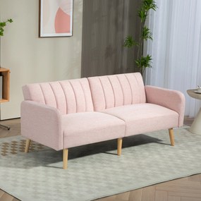 HOMCOM Moderní Rozkládací Dvousedací Pohovka 173x75x73 cm - Čalouněná v Syntetické Lněné Tkanině s Nastavitelným 3Úrovňovým Opěradlem a Odnímatelnými…