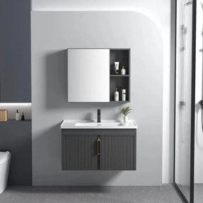 Rea Astor, sada koupelnového nábytku s umyvadlem 60cm, šedá matná, REA-M0004