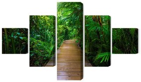 Vícedílný obraz Dřevěný Most V Tropickém Lese 3D Nedostatek Nedostatek Přírodní plátno 200x120