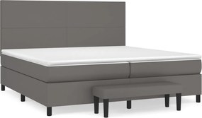Box spring postel s matrací šedá 200x200 cm umělá kůže 3137567