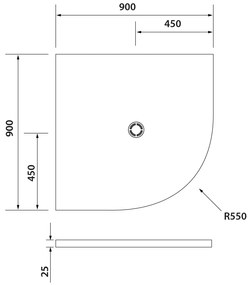 Polysan FLEXIA vanička z litého mramoru čtvrtkruh, s možností úpravy rozměru, 90x90cm, R550 - 91181