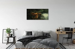 Obrazy na plátně Žena strom mraky 125x50 cm
