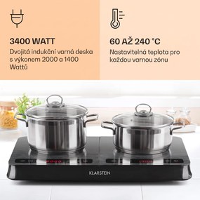 Klarstein InnoChef, indukční varná deska, 3400 W, dotykové ovládání, šedá melírovaná