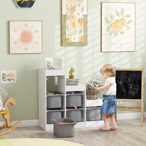 AIYAPLAY Skříňka na Hračky s 6 Vyjímatelnými Binami, 3 Úrovně, Snadné Ukládání Hracek pro Děti, Rychlé Úklid, pro 3-8 Let, Šedá