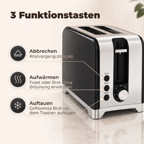 HOMCOM Sada konvice a toustovače s teploměrem, 1,7 l, 2200 W konvice, dvouštěrbinový toustovač se 7 stupni opečení