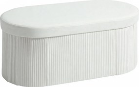Skládací úložná lavice HOMCOM 76 × 38 × 35 cm – polstrovaný sedák se sametovým vzhledem, úložný taburet do obýváku, předsíně i ložnice, krémová