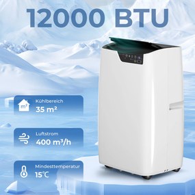 Přenosná klimatizace 12000 BTU, klimatizace s chlazením, odvlhčováním, ventilátorem, režimem spánku, hlasovým ovládáním WiFi