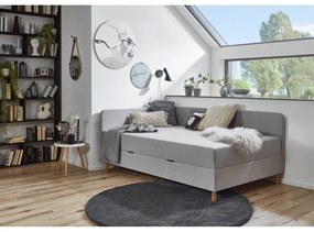 Světle šedá čalouněná jednolůžková postel s úložným prostorem 120x200 cm Cabana – Meise Möbel