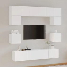 8dílný set TV skříněk bílý kompozitní dřevo 3114406