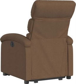 Elektrické zvedací polohovací křeslo hnědé textil 3204006