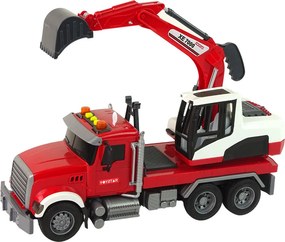 LEAN Toys Nákladní auto s bagrem, traktor, bagr, zvuky, světla