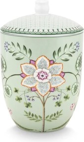 Pip Studio Lily &amp; Lotus skladovací dóza 1,5l, zelená (porcelánová dóza)