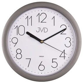 Stříbrné plastové nástěnné netikající tiché hodiny JVD sweep HP612.7