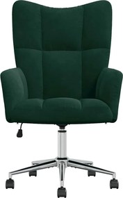 Relaxační křeslo tmavě zelené samet 328163