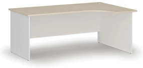 Rohový kancelářský psací stůl PRIMO WHITE, 180x120 cm, pravý, bílá/bříza