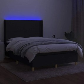 Box spring postel s matrací a LED černá 140x200 cm textil 3138719