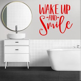 Živá Zeď Samolepka na zeď Nápis Wake up and Smile Barva: černá