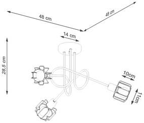 Stropní svítidlo Beluci, 3x černé drátěné stínítko