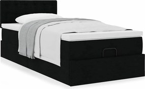 Osmanský postel s matrací černá 90x200 cm textil 3311596