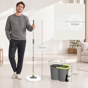 HOMCOM mop s dvoukomorovým kbelíkem 20 l a 5 návleky