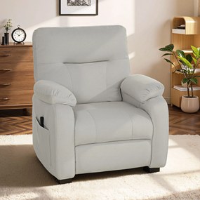 HOMCOM elektrické relaxační křeslo nastavitelná, USB připojení, opěrka nohou, boční kapsy, dálkové ovládání, 96x90x103 cm, krémová