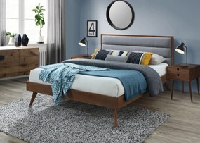 Dřevěná postel Orlando 160x200 dvoulůžko ořech/šedá