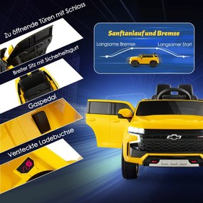 Costway Dětské elektrické auto Chevrolet s 2,4 G dálkovým ovládáním a – žluť