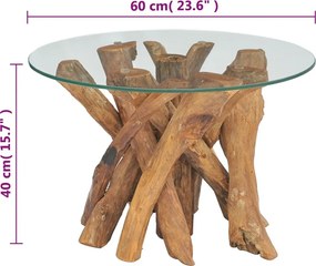 vidaXL Konferenční stolek masivního teak naplavené dřevo 60 cm [243473] Barva: tmavě hnědá