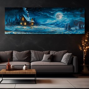 Obraz na plátně - Zimní měsíční pohádka FeelHappy.cz Velikost obrazu: 240 x 80 cm