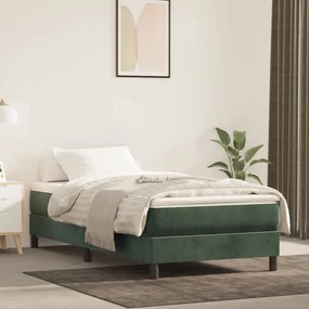 vidaXL Box spring postel tmavě zelená 90 x 200 cm samet