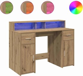 Psací stůl s LED dub artisan 120 x 55 x 91 cm kompozitní dřevo 3309419