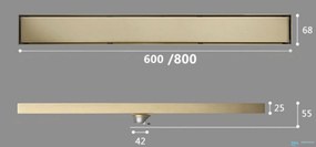 Sprchový žlab EYN GBK1004 v matném zlatém provedení, 60 nebo 80 cm — 60 cm
