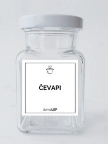 Samolepka na kořenky ČEVAPI bílá 5 × 5 cm tučné písmo