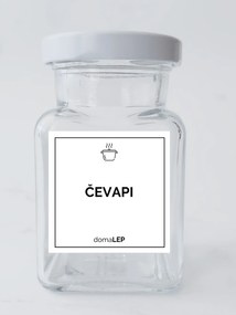 Samolepka na kořenky ČEVAPI bílá 5 × 5 cm tučné písmo