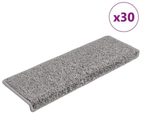 Schodové rohože 30 ks 65 x 21 x 4 cm šedé s obdélníkovým okrajem 3365825