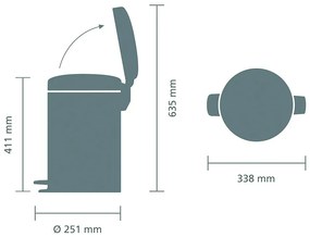 Brabantia pedálový odpadkový koš newIcon, 12l, matný černý, 113741