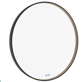 Nimco - Zrcadlo s LED osvětlením, průměr 80 cm, dotykový senzor, černá ZPC 31002RVX-90