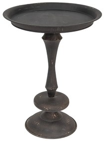 Černý antik kovový odkládací stolek Brusio - Ø 49*67 cm