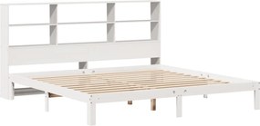Postel s knihovnou bez matrace bílá 180x200 cm masivní borovice 3322569
