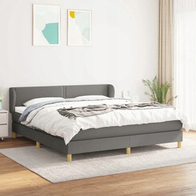 Box Spring Postel S Matrací Textil Tmavě Šedá Hladké s hřebíky 160 x 200