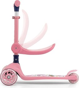 Tříkolová balanční koloběžka-scooter se sedátkem FUZZY Milly Mally pink