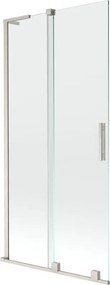 Mexen Velar L, 2-křídlová posuvná vanová zástěna 95 x 150 cm, 8mm čiré sklo, broušená ocel, 896-095-003-01-97