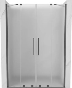 Mexen Velar Duo, posuvné sprchové dveře do otvoru 140 cm, 8mm sklo námraza, broušený grafit, 871-140-000-32-95