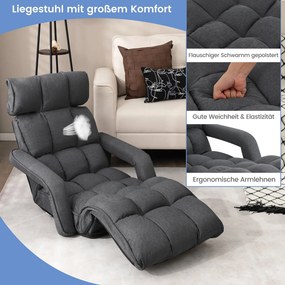 Costway Lehátko skládací rozkládací pohovka s 6 nastavitelnými polohami tmavě