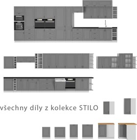 STILO bs | vysoká skříňka 60DPM-210 2F na vestavnou troubu a mikrovlnku | 60 cm | bílá/šedá | UNI dv