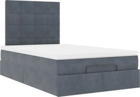 Osmanský rám postele s matracemi tmavě šedá 120x190 cm samet 3313458