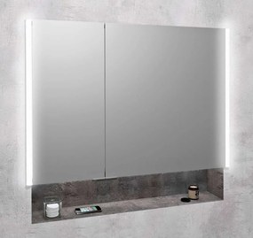 Sapho Integra - Zápustná zrcadlová skříňka s LED osvětlením, 86x70 cm, zrcadlo/titan alu IN085