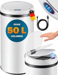 Senzor Odpadkový koš bílý nerezová ocel 50L