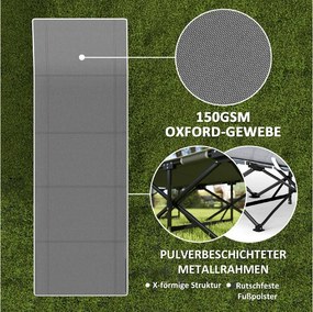 Skládací kempinkové lůžko, kempinkové lůžko s matrací, ergonomické, kovový rám, černá barva
